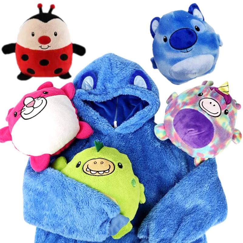 Plyšová mikina Hoodie Pets - Dětské pončo, polštářek a plyšák 3v1 | Dárečkovo.cz
